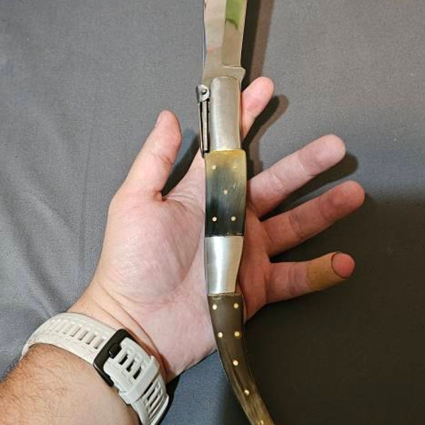 6.5" Arabian Style Navaja Folding Pocket Knife Bull Horn Scales With ...