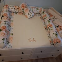 Beige Changing Mat in Fabric, Changing Pad With Accessory Baskets, Baby ...