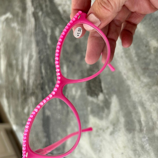 Hot Pink Austrian Crystal Cats Eye Reading Glasses, Readers Spring ...