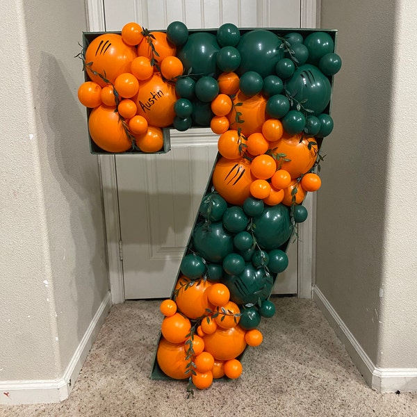 Number 7 BLOCK Font, Balloon Mosaic Template, Mosaic Number Template ...
