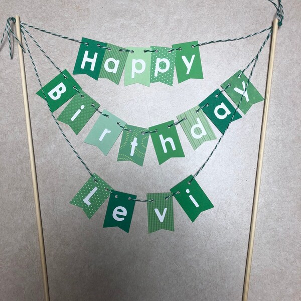 Cake Bunting, green, Happy Birthday, Cake Topper, Paper Cake Banner - Etsy