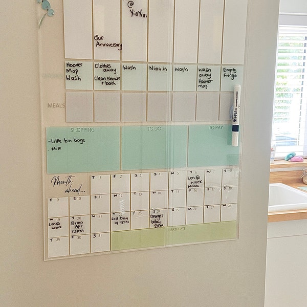Personalised Wipeable Perspex Family Meal Organiser - Activity Planner ...