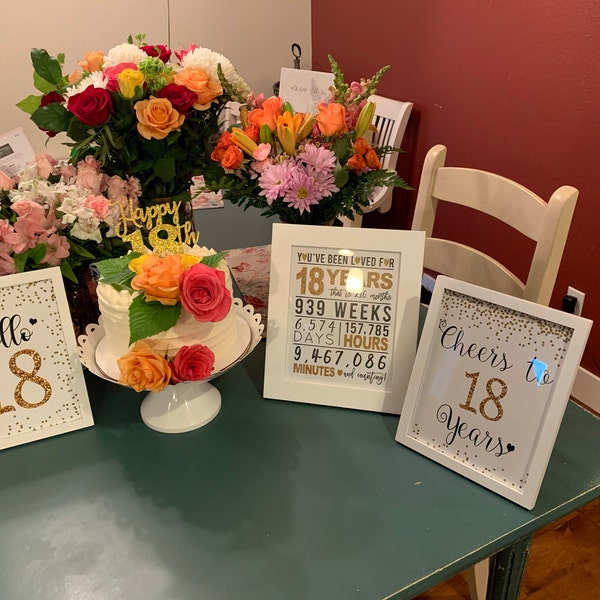 18th Birthday Signs Bundle, Cheers to 18 Years, Hello 18, Happy 18th ...