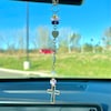 Pink Crystal Guardian Angel Car Rear View Mirror Accessories, Angel Car ...
