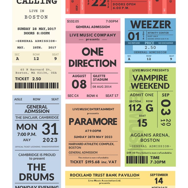 Digital Custom Concert Ticket Stub Poster, Personalized Memory Art ...
