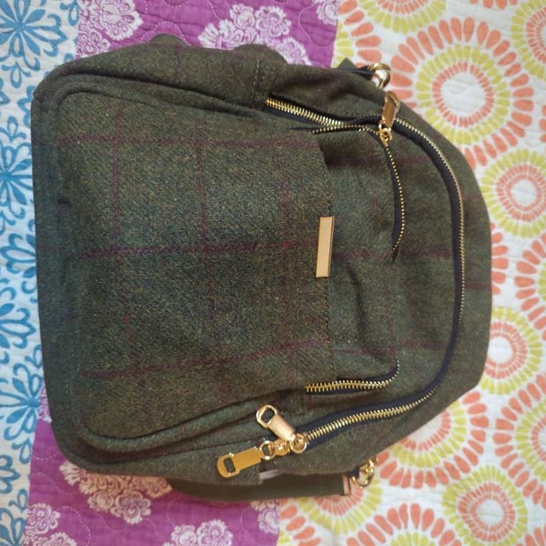 Mini Navy Blue & Brown Backpack | Cute Chic Small Backpack | Travel Bag ...