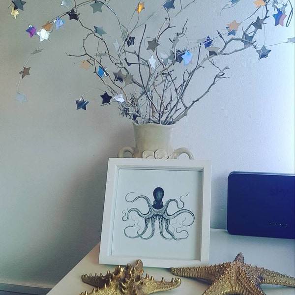 Octopus Print, Home Decor, Office Art, 8x10 / 8x8 Square / 5x7 Print ...