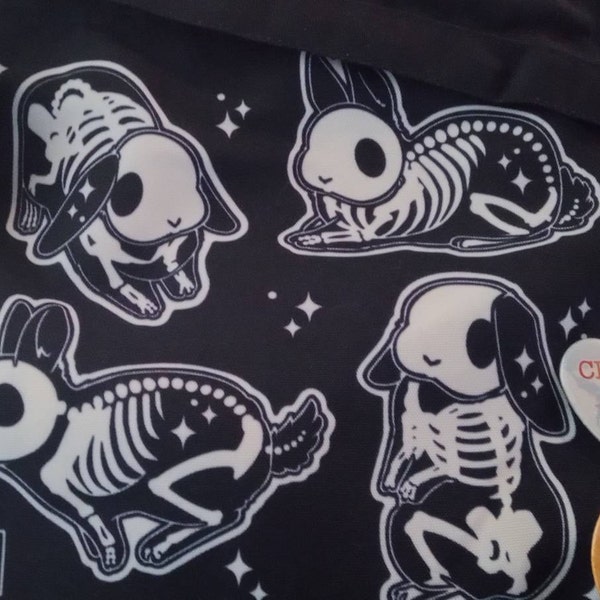 Skeleton Bunny Crossbody Messenger Bag With Zipper and Pockets - Creepy ...