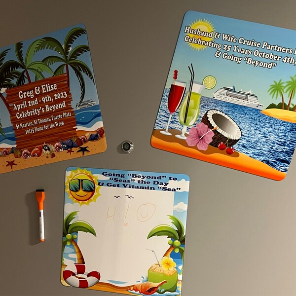 Cruise Ship Door Magnet. Dry Erase Message Board Magnet. 11 X 11 Custom ...