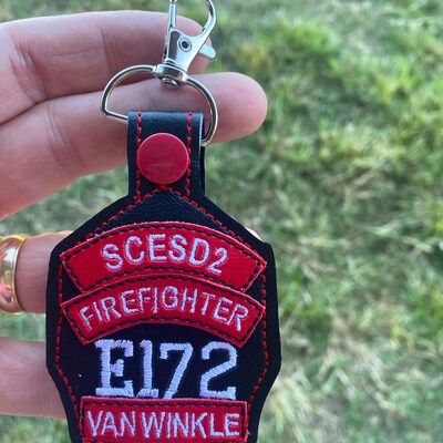 Firefighter Helmet Shield Keychain, Personalized Fireman, Fire Wife Bag ...