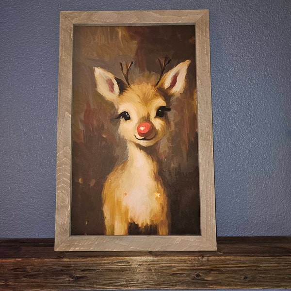 Rudolph [framed Print] Cute Reindeer Decor | Whimsical Christmas ...