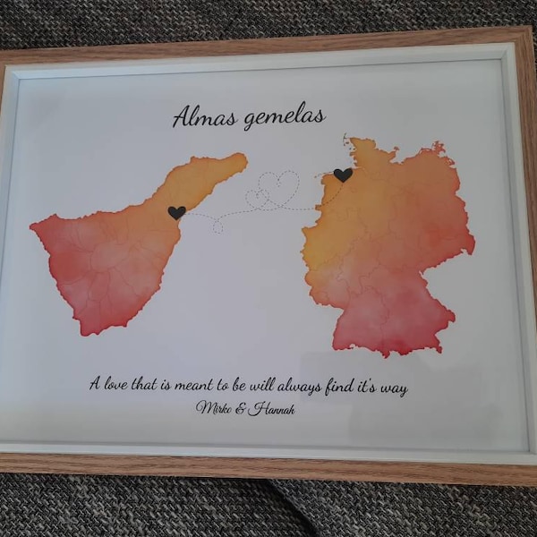 Customizable Love Map, Personalize Long Distance Relationship Art, Long ...