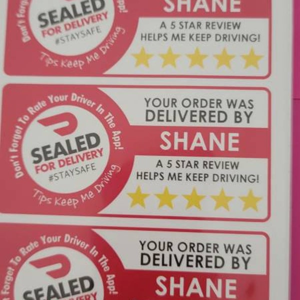 Personalized! Doordash Themed Delivery 4"x2" [ Sealed for Delivery ...