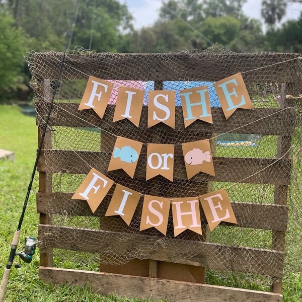 Fish He or Fish She Banner, Fish He or Fish She Gender Reveal, Fishe or ...