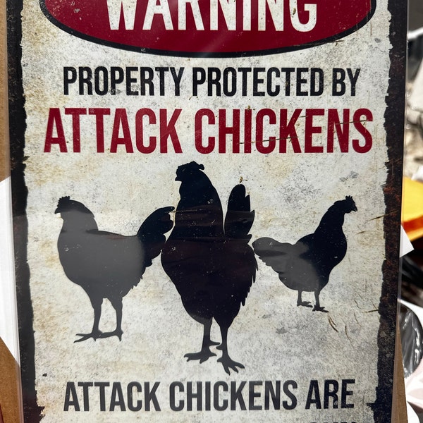 Chicken Coop Sign | Attack Chicken Sign | Guard Chickens on Duty | Hen ...