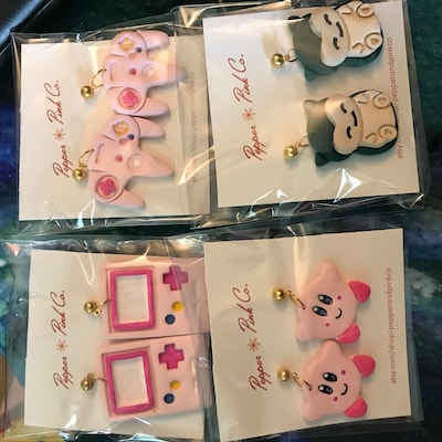 Smiley Face Checkered Arch Polymer Clay Earrings Spring Cute Clay ...