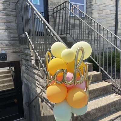 Retro Daisy Daisy ONE Banner Gold Script Letters With Daisy Flower O ...