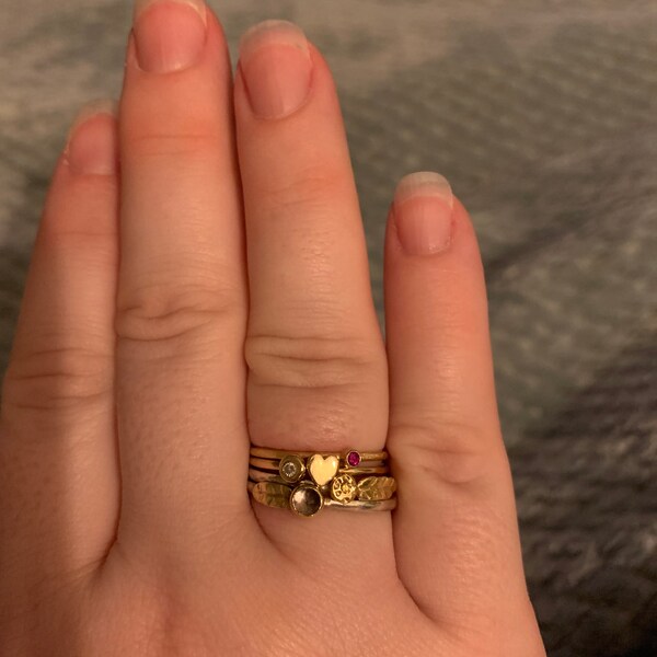 Skinny Ruby Ring, Thin Gold Ruby Stacking Ring, Handmade Birthstone Stacking Ring, July ...