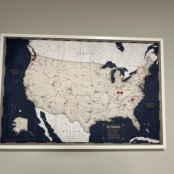 Large USA Push Pin Map | Personalized Travel Map of the US | Executive ...
