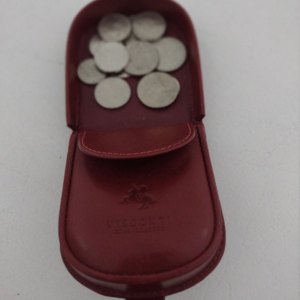 Red Tray Purse - Button Coin Purse in Leather - Horseshoe Coin Purse ...