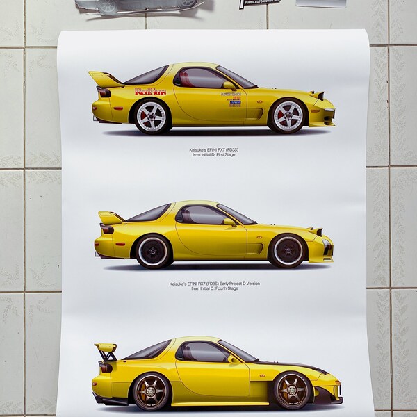 Initial D Keisuke's Red Sun to Project D Mazda RX7 FD3S Evolution - Etsy