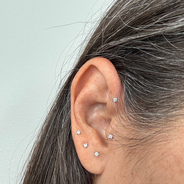 20G • Tiny Threadless Push Pin Labret Stud • 1.5mm - 3mm • Tragus Stud ...