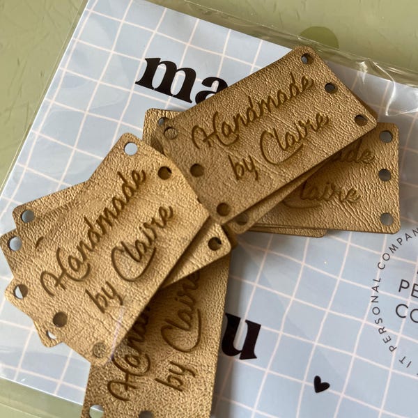 50x30mm Rectangle Large Patch Size Faux Leather Tan Labels. Custom ...