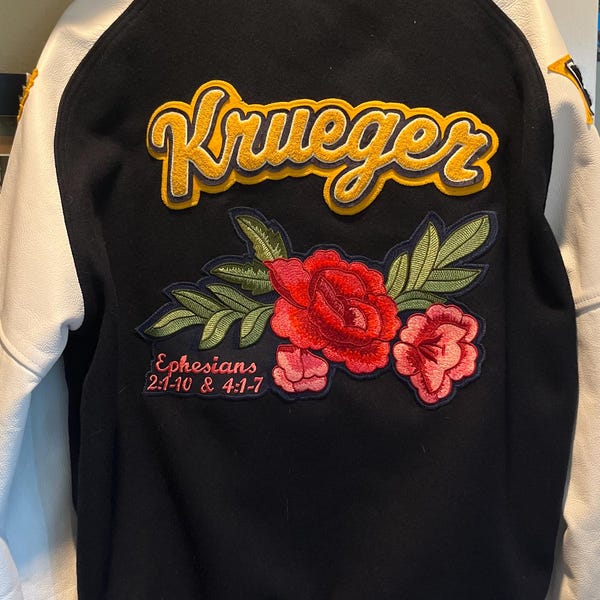 Large Blue and Gold Embroidered Skull Patch With Roses, Iron-on Back ...