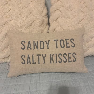 Sandy Toes Salty Kisses Throw Pillow Cover Beach Themed Decor Summer ...