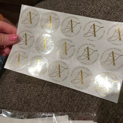 Custom Gold Foil Stickers Wedding Favor Stickers Gold Foil Custom ...