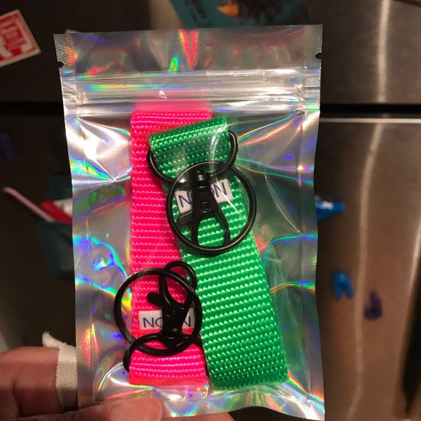 Neon Hot Green Key Fob Wristlet, Small Keychain With Swivel Lobster ...