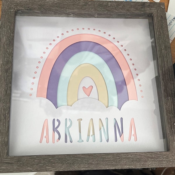 3D Custom Name Shadow Box, Boho Rainbow Svg, Layered Paper Art, Files ...