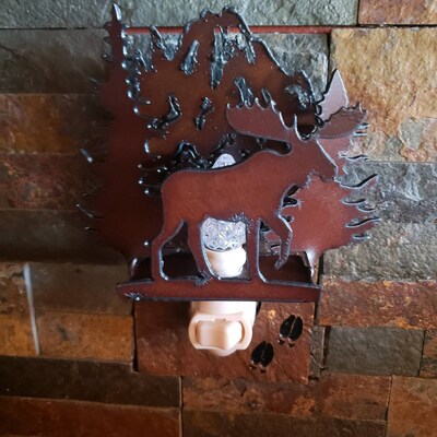 Moose Night Light Made Out of Rusted Steel - Etsy
