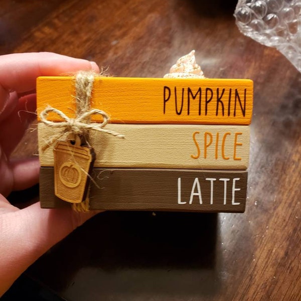 Pumpkin Spice Latte Mini Book Stack, Coffee Bar, Fall Decor, Fall ...