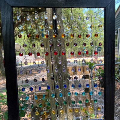 Beaded Chicken Wire Suncatcher for Window, Colorful Kitchen Window ...