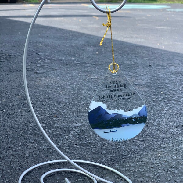 Fishing Memorial Tear Drop Personalized Memorial Ornament, Memorial ...