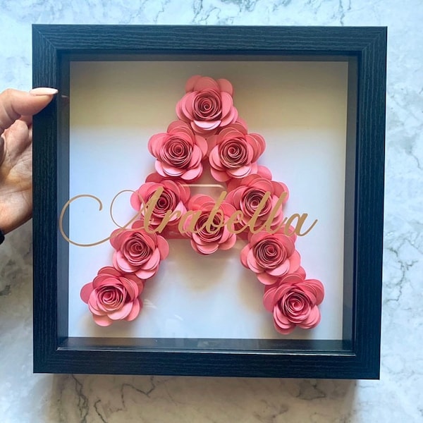 Initial & Name Flower Box | Paper Rose Gift Box | Customized Gift for ...