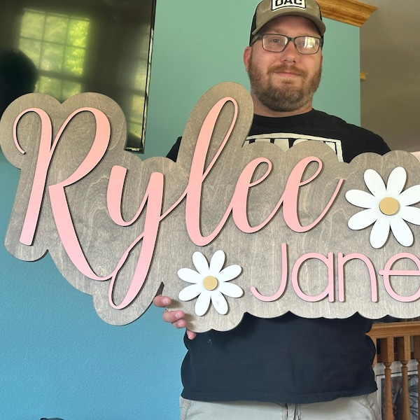 Daisy Name Sign, Nursery Name Sign, Daisy Nursery Decor, Name Sign for ...