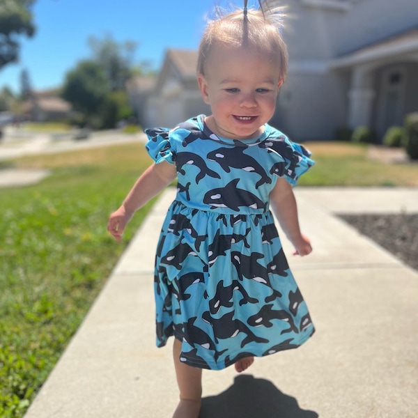 Orca Whale Flutter Dress - Etsy