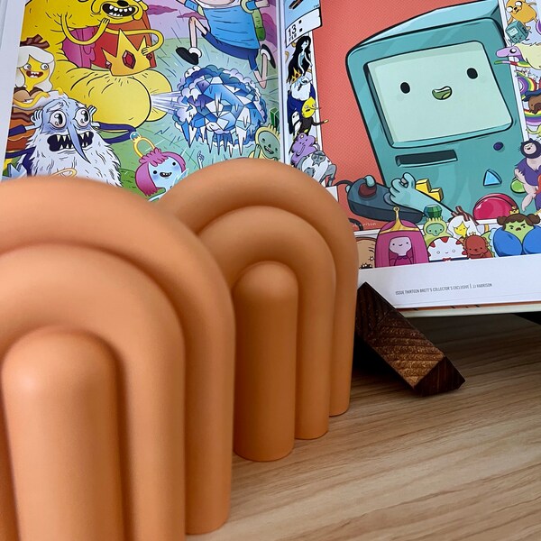 Arched Colourful Bookends, Pastel Teal Orange Plum Book Holders, Modern ...