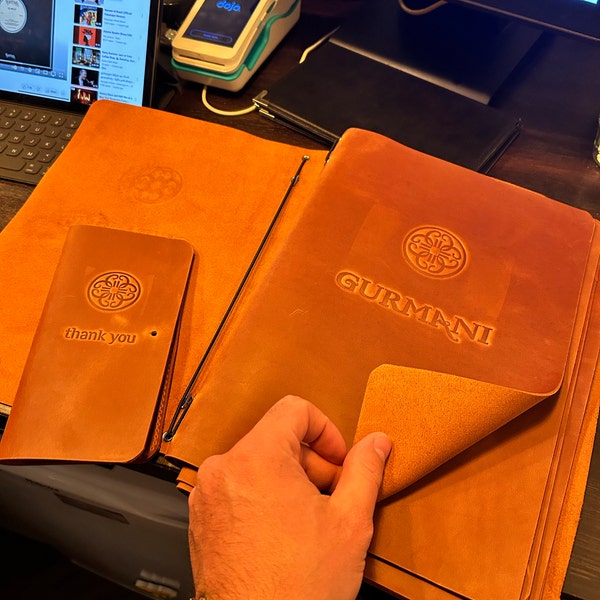 Leather Menu Cover A4 With Elastic Center Holder Menu Holder With ...