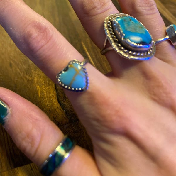 Turquoise Heart Ring/blue Turquoise Heart Ring/heart Ring/handmade ...