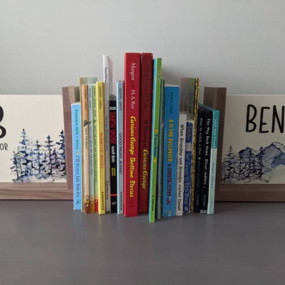 Personalized Mountain Childrens Wooden Bookend, Baby Shower Book Theme ...