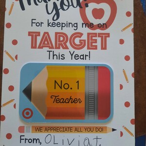 PRINTABLE Target Gift Card Holder, Teacher Appreciation, Thanks for ...