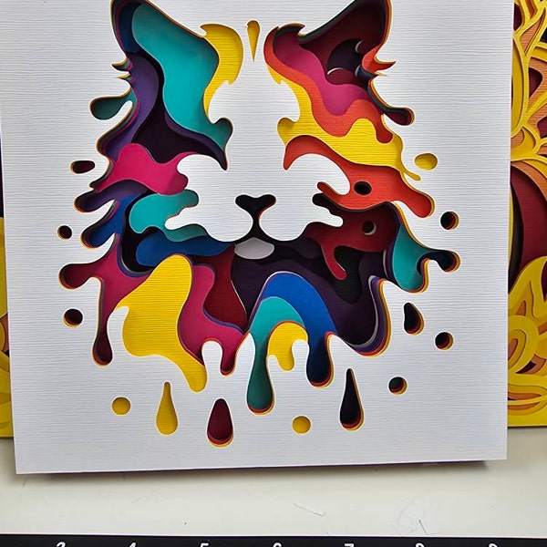 3d Cat, Shadow Box Templates / SVG for Cardstock / 3D Cat Shadow Box ...