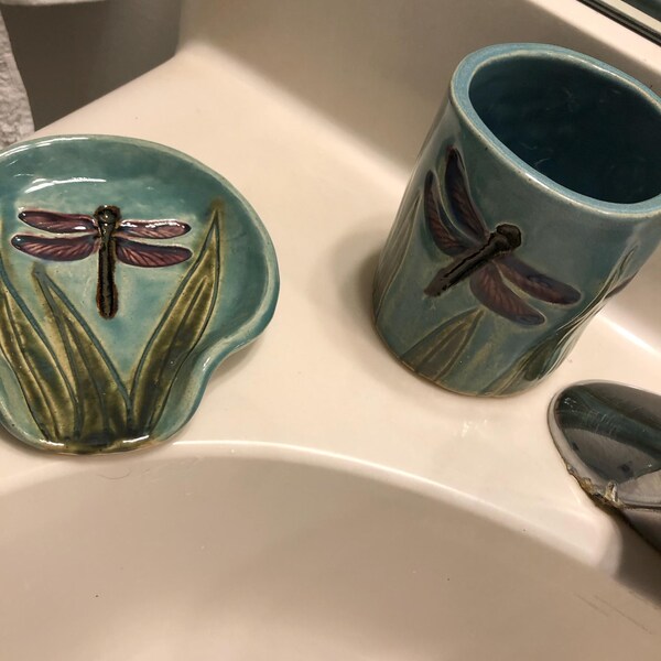 Large Blue Dragonfly Ceramic Spoonrest and Tea-bag Holder. Handmade ...