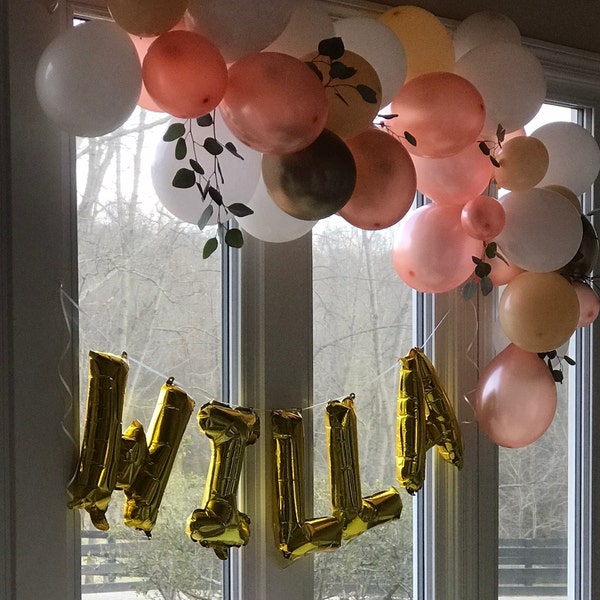 Gold Letter Balloons - 16 Inch Custom Phrase Banner | Decoration for ...