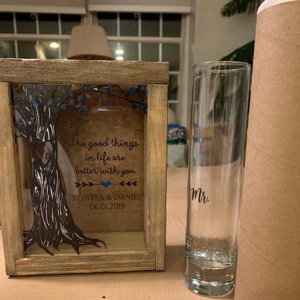 Rustic Unity Sand Ceremony Set Shadow Box, Unity Candle Alternative for ...