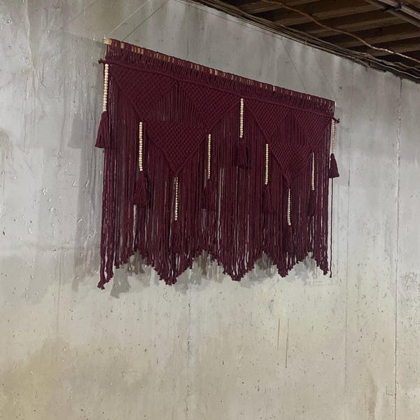 Macrame Valances Two Tone Boho Window Curtain - Etsy
