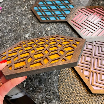 Unique Modern Coaster Design Your Own Set Colorful Coasters - Etsy